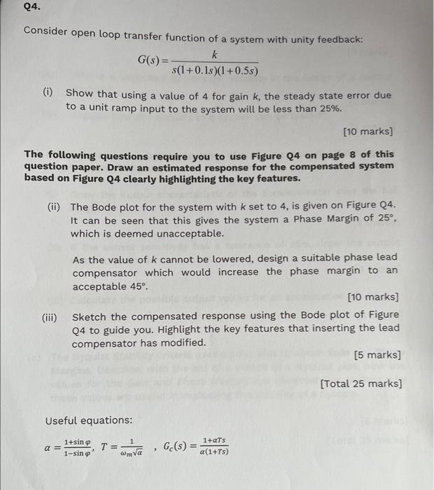 Solved Consider open loop transfer function of a system with | Chegg.com