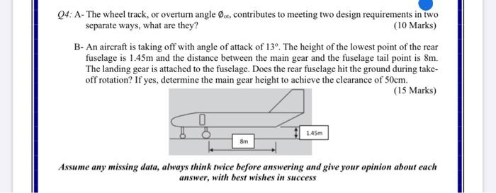 Solved Q4: A- The wheel track, or overturn angle Dot, | Chegg.com