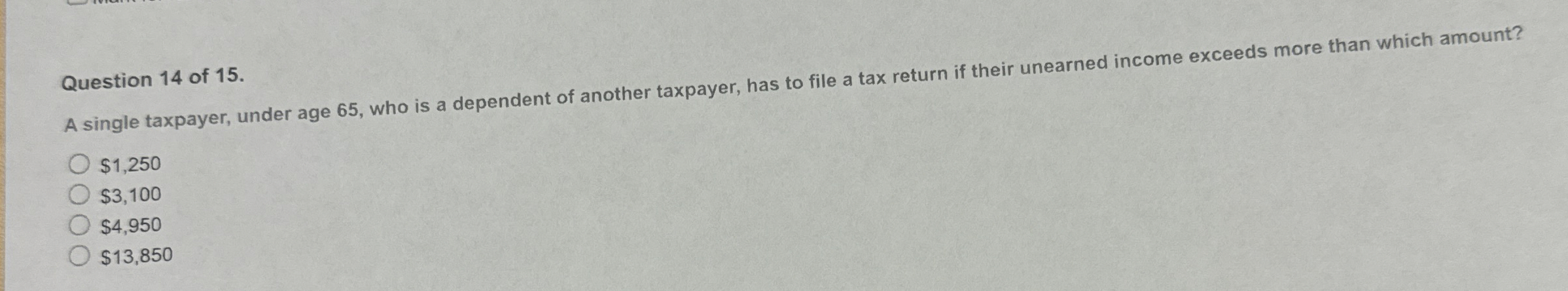 Solved A single taxpayer, under age 65 , ﻿who is a dependent | Chegg.com