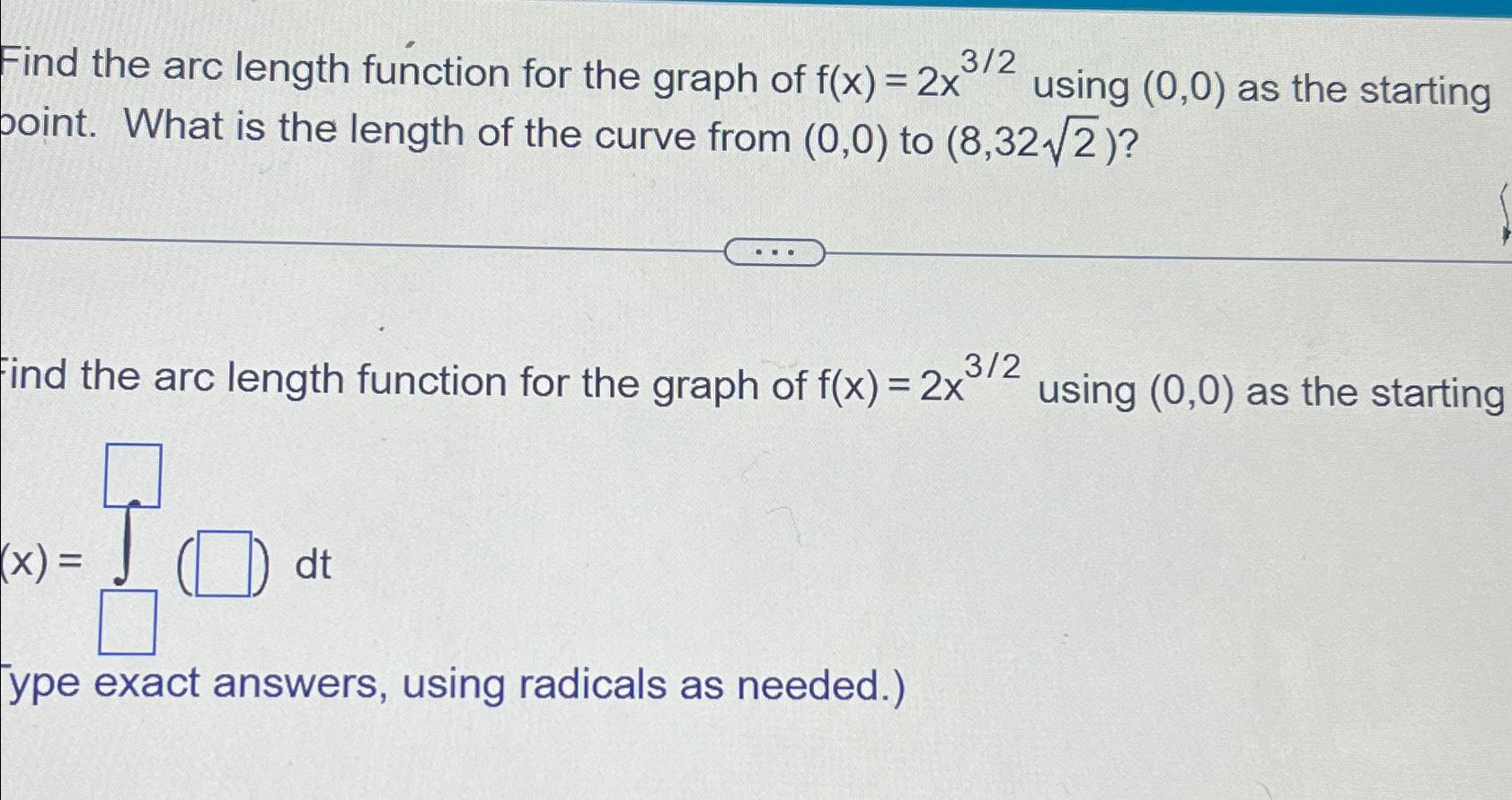Solved Find the arc length function for the graph of | Chegg.com