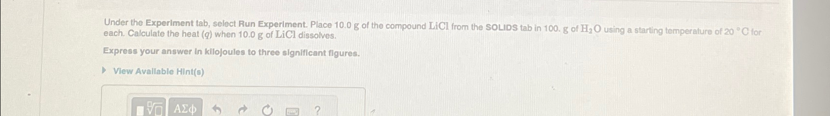 Solved Under the Experiment tab, select Run Experiment. | Chegg.com