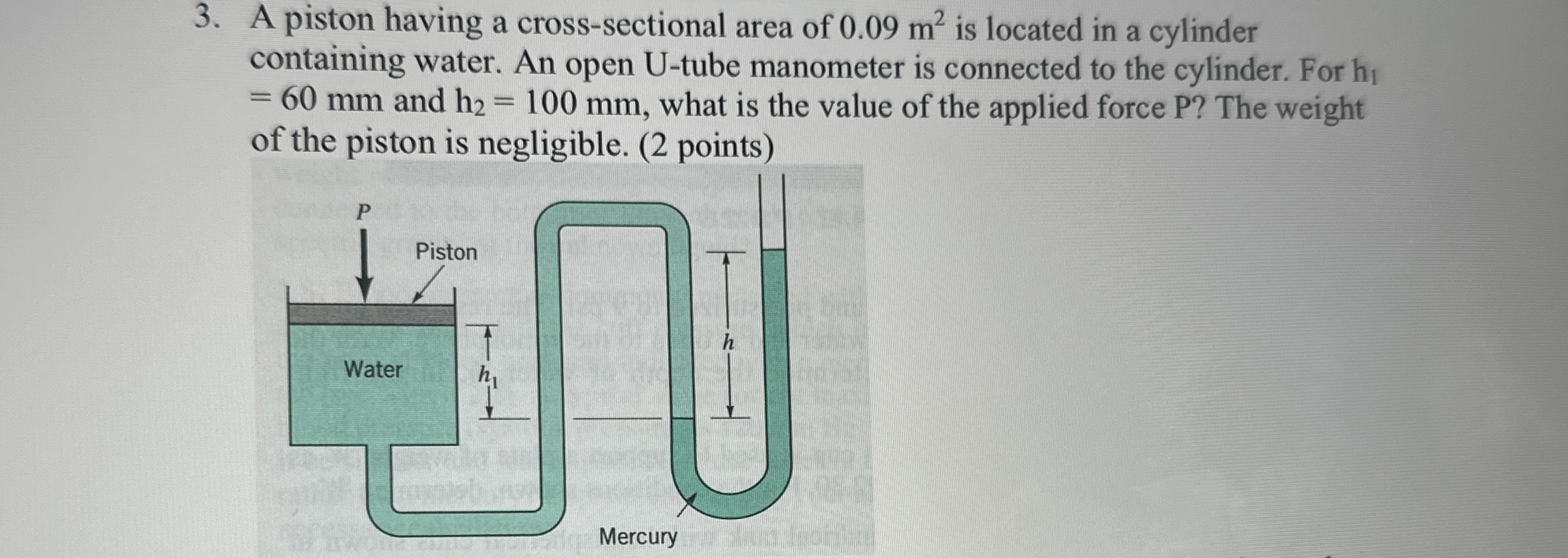 Solved A piston having a cross-sectional area of 0.09m2 ﻿is | Chegg.com