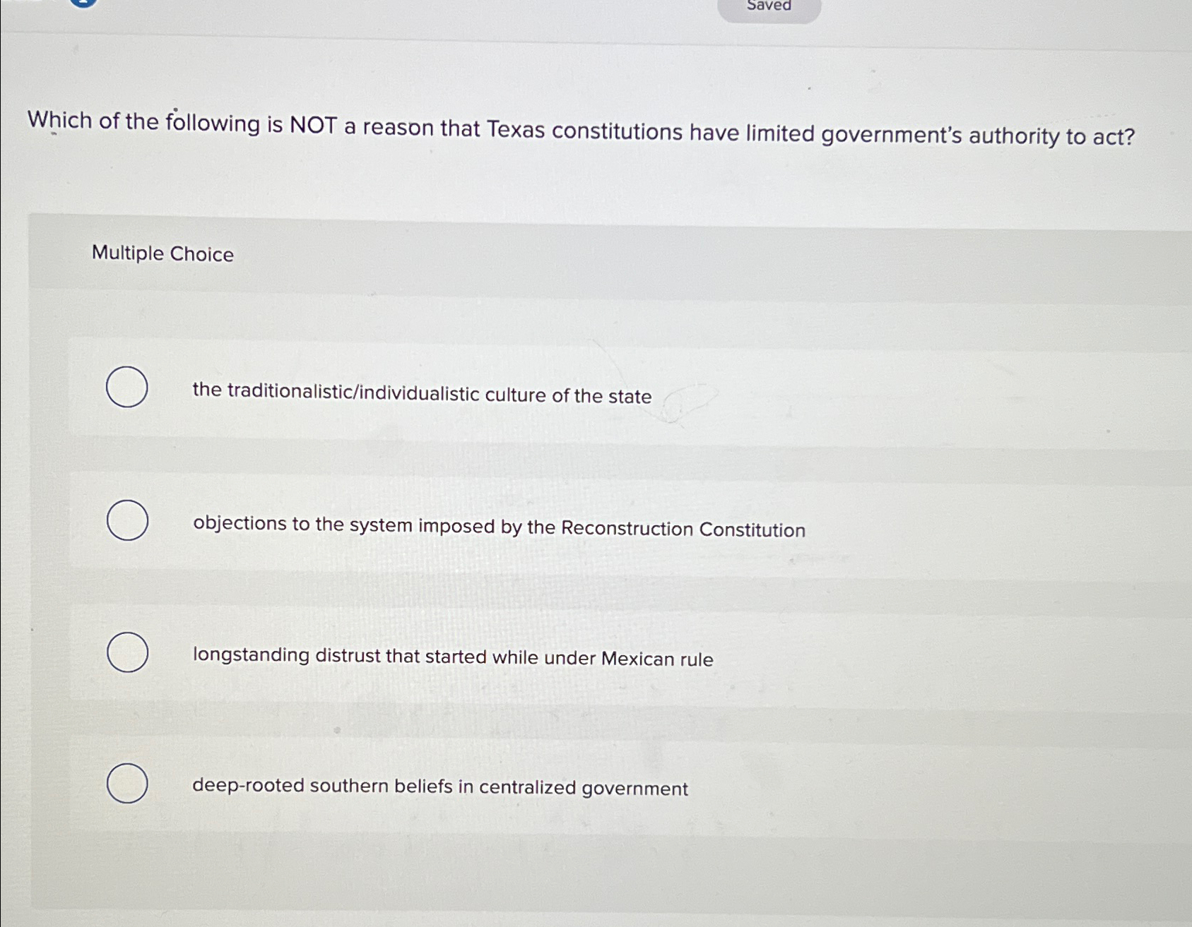 Solved Which of the following is NOT a reason that Texas | Chegg.com
