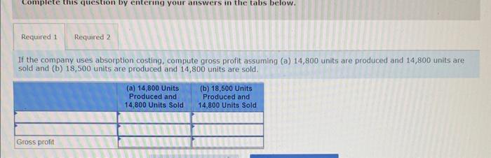 Solved Exercise 19-15 (Algo) Absorption costing and | Chegg.com