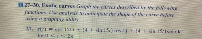 Solved T 27-30. Exotic curves Graph the curves described by | Chegg.com