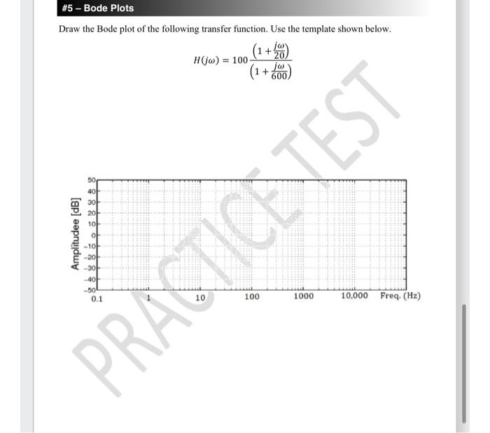 Solved Draw the Bode plot of the following transfer | Chegg.com