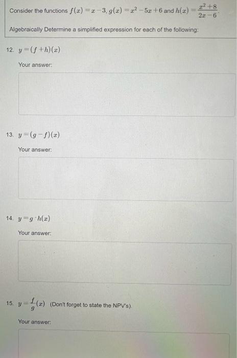 Solved Consider the functions f(x)=x−3,g(x)=x2−5x+6 and | Chegg.com