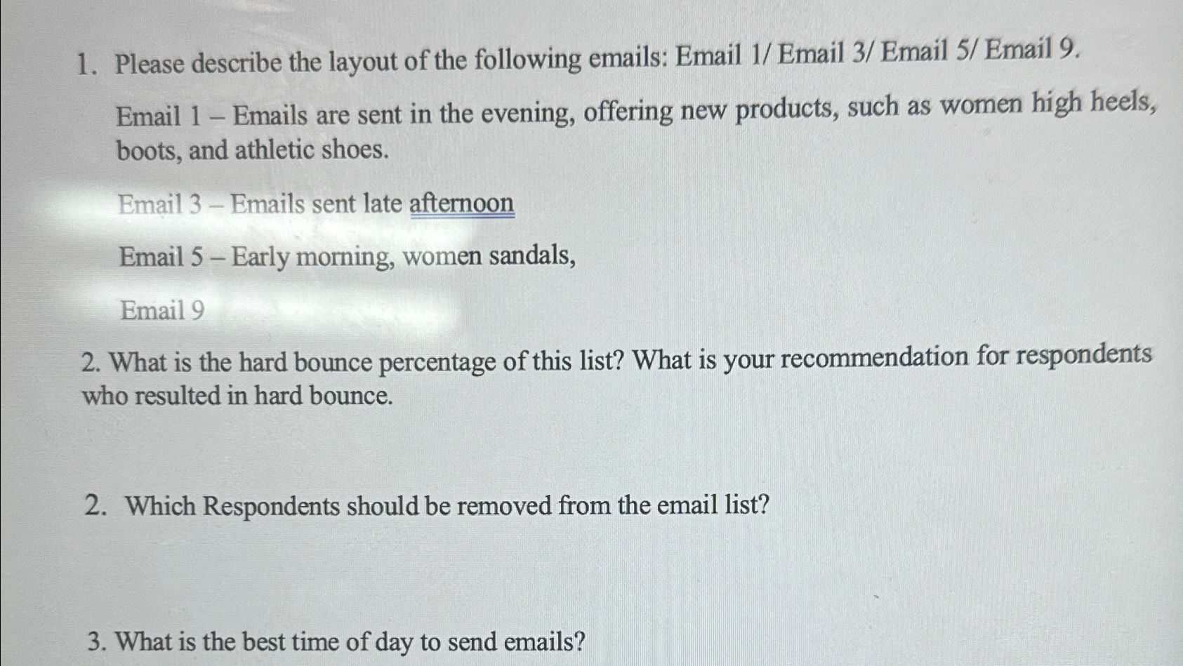 Solved Please describe the layout of the following emails: | Chegg.com
