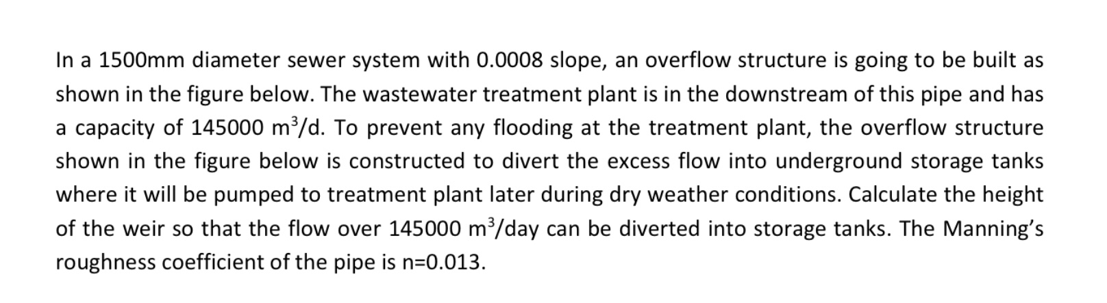 Solved In a 1500mm diameter sewer system with 0.0008 ﻿slope, | Chegg.com