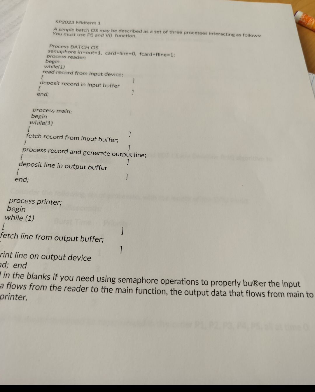 Solved SP2O23 ﻿Midterm 1A simple batch OS may be described | Chegg.com