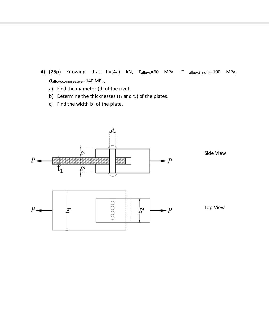 Solved P= 40 kN I want to know the answer to options a, b | Chegg.com