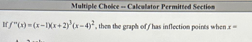 Solved Multiple Choice - ﻿Calculator Permitted SectionIf | Chegg.com