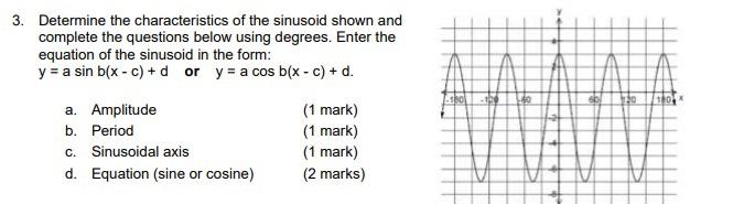 Solved 3. Determine the characteristics of the sinusoid | Chegg.com