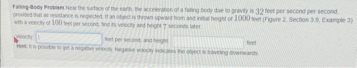 Solved Falling-Body Problem Near the surface of the earth, | Chegg.com