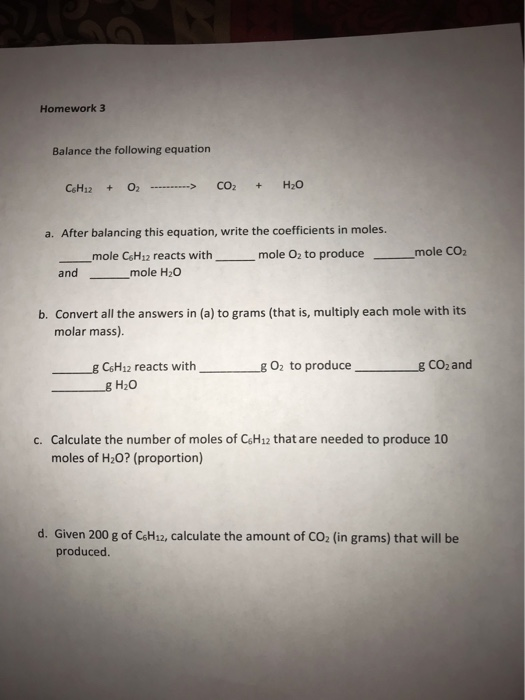 Solved Homework 3 Balance the following equation C4H2 + O2 | Chegg.com