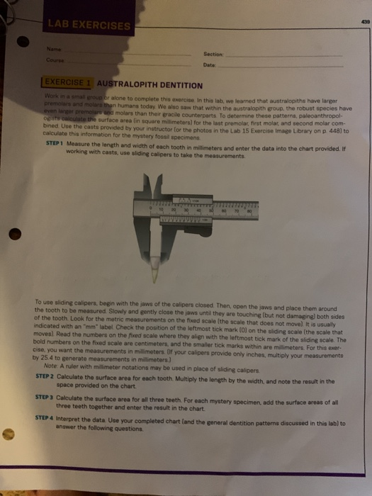 LAB EXERCISES Name Section Course Date EXERCISE 1 | Chegg.com