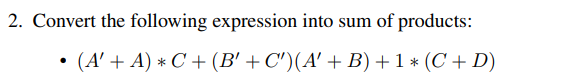Convert the following expression into sum of | Chegg.com