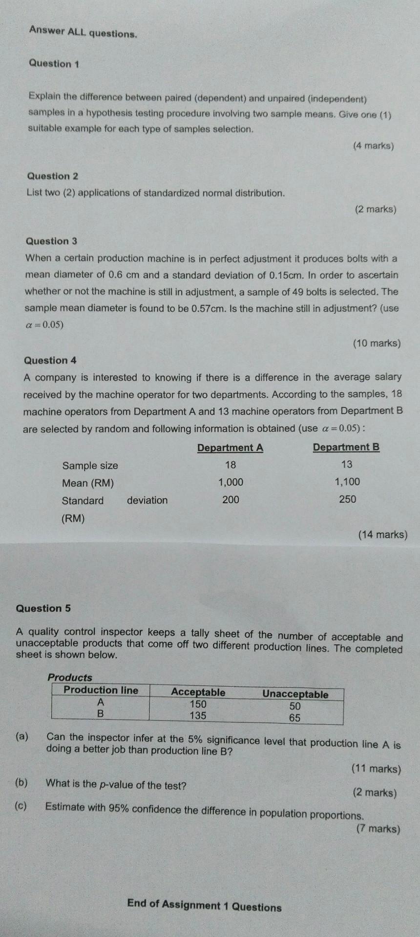 Solved Question 1 Explain the difference between paired | Chegg.com