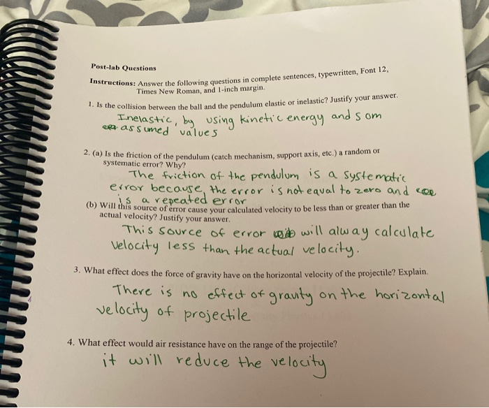 Solved Post-lab Questions Instructions: Answer the Cons: | Chegg.com