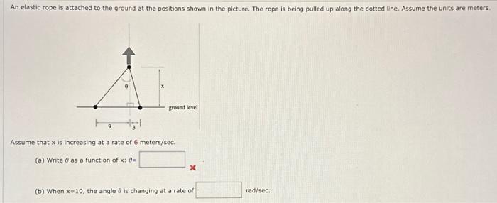 Solved An elastic rope is attached to the ground at the | Chegg.com