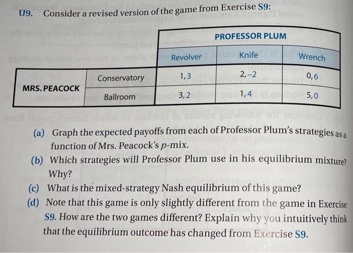 Solved U9. Consider a revised version of the game from | Chegg.com