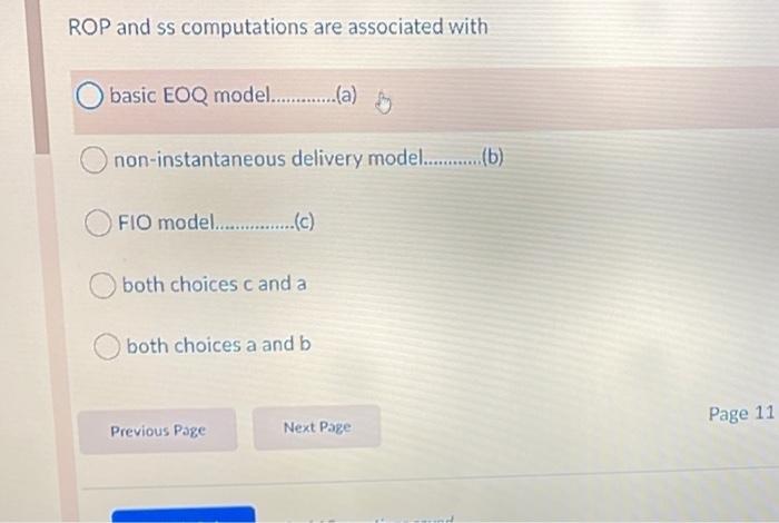 Solved ROP and ss computations are associated with basic EOQ | Chegg.com