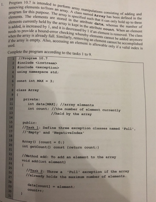 Solved Program 10.7 is intended to perform array | Chegg.com