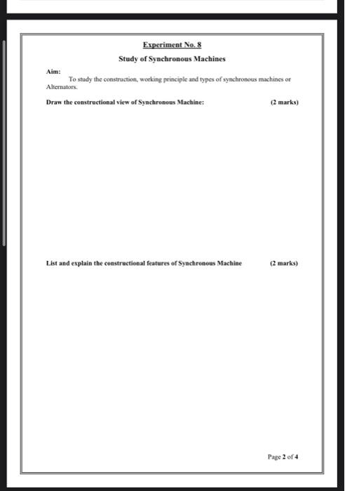 [Solved]: Study of Synchronous Machines Aim: To study the