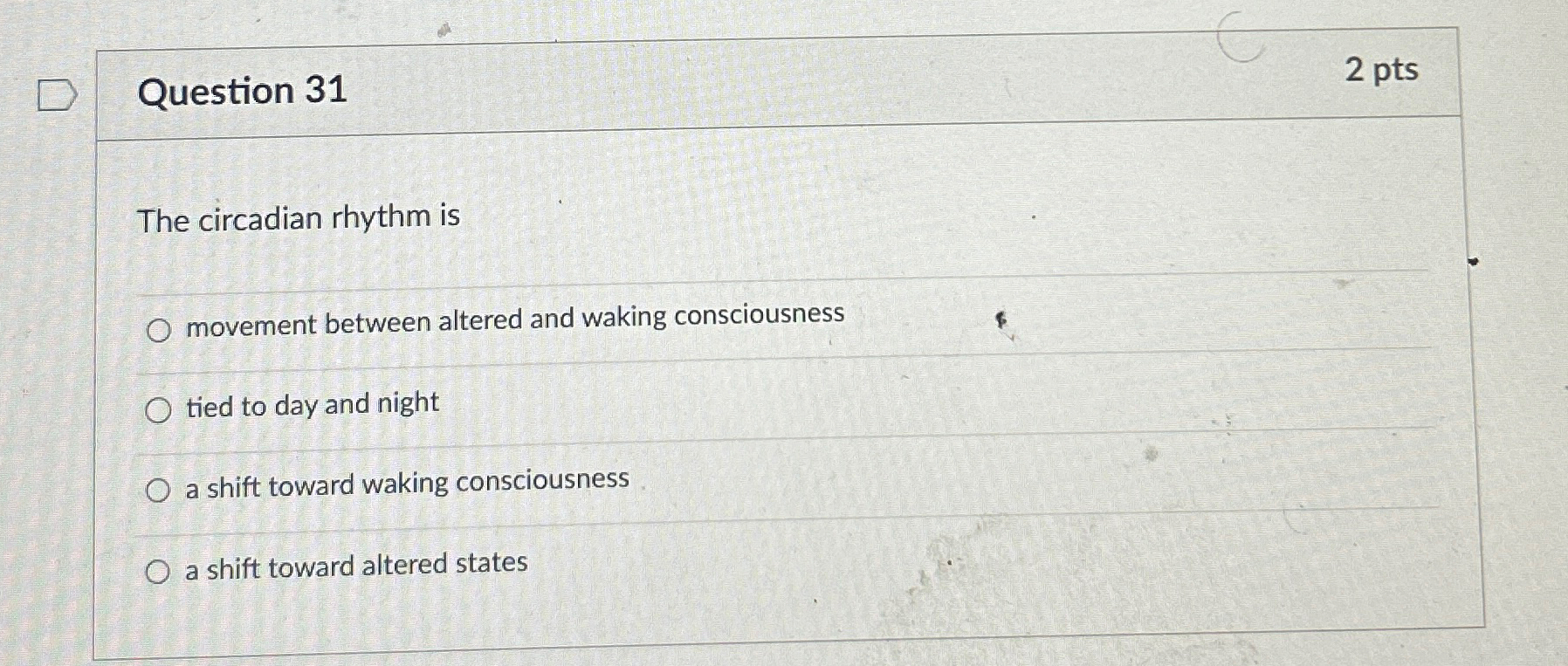 Solved Question 312 ﻿ptsThe circadian rhythm ismovement | Chegg.com