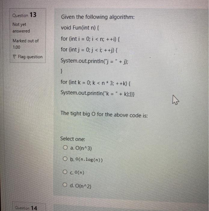 Solved Question 13 Not yet answered Given the following | Chegg.com