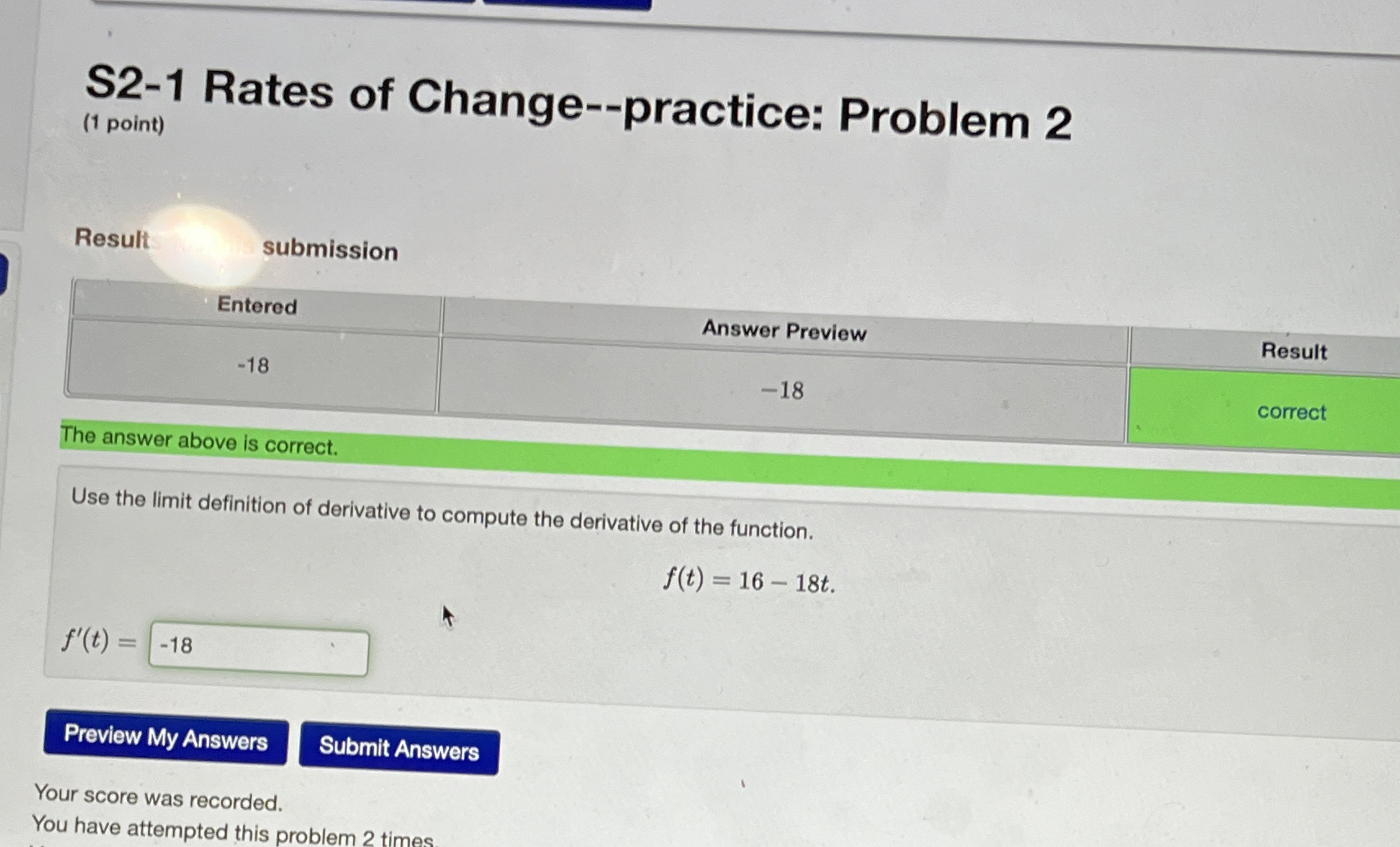 Solved S2-1 ﻿Rates of Change--practice: Problem 2(1 | Chegg.com