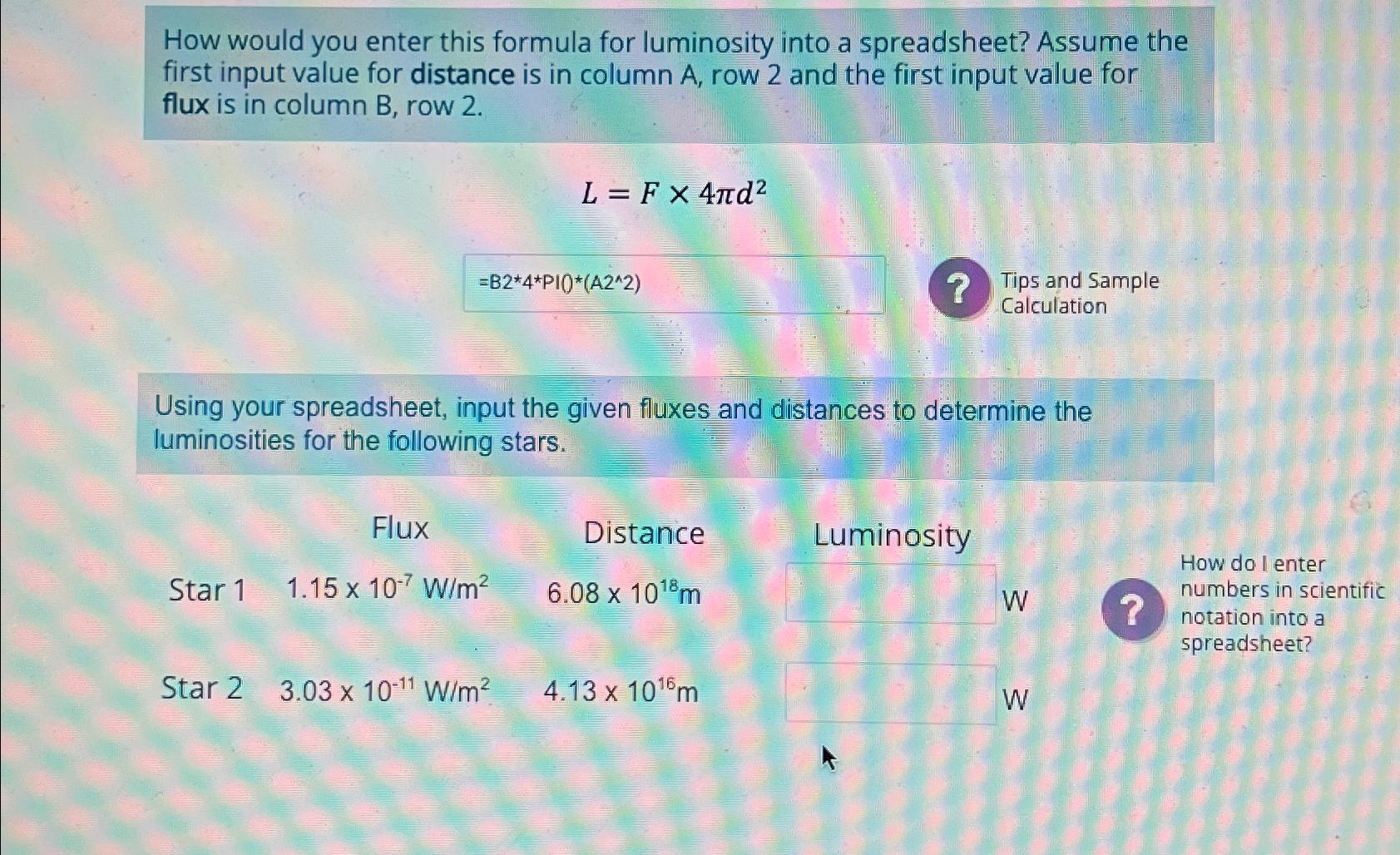 Solved How would you enter this formula for luminosity into | Chegg.com