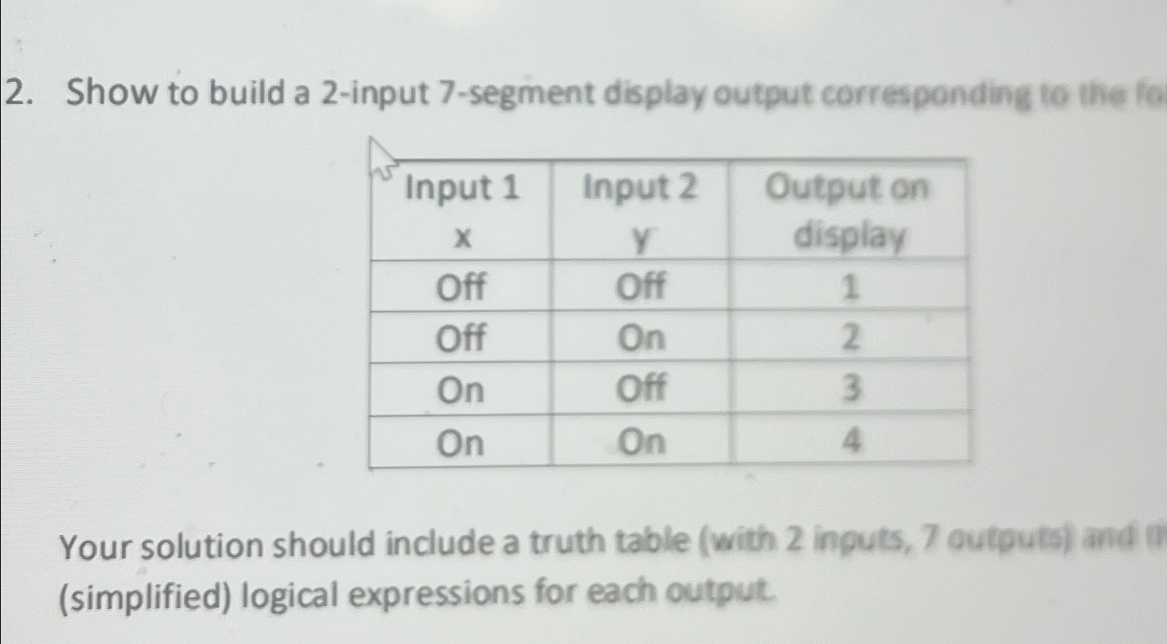 Show To Build A 2 Input 7 Segment Display Output 