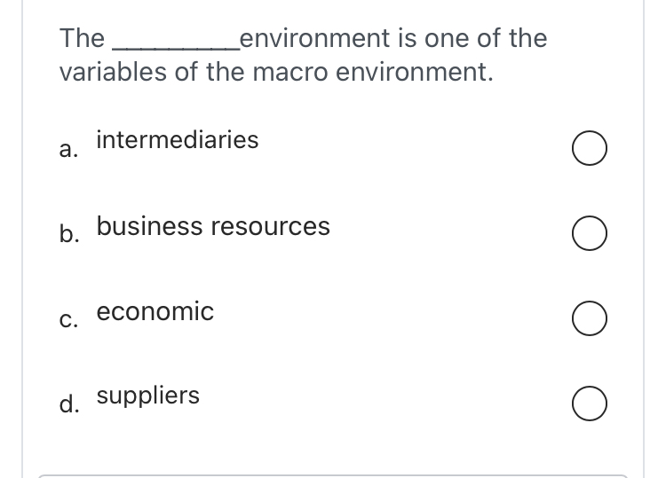 Solved The environment is one of the variables of the macro | Chegg.com