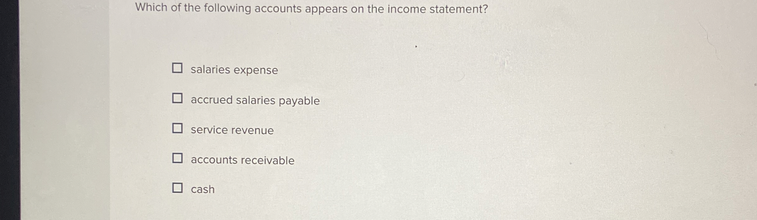 Solved Which of the following accounts appears on the income | Chegg.com