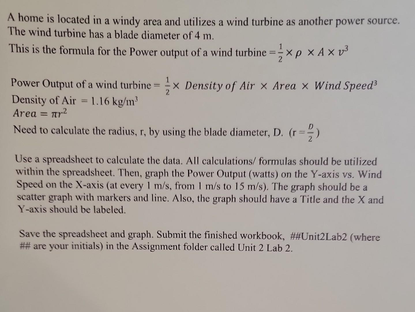 Solved A home is located in a windy area and utilizes a wind | Chegg.com