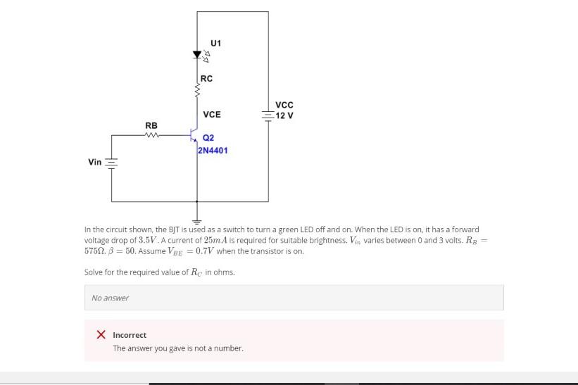 Solved U1 RC VCE VCC 12 V RB Q2 2N4401 Vin In the circuit | Chegg.com