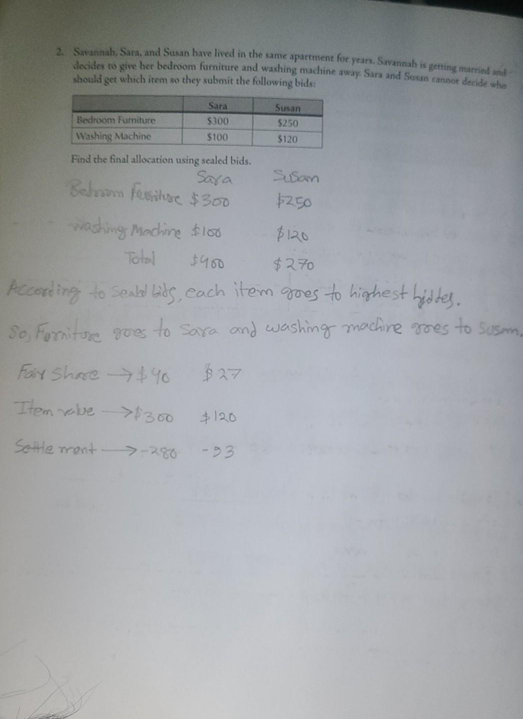 Fair Division of Indivisible Objects Worksheet 1. | Chegg.com