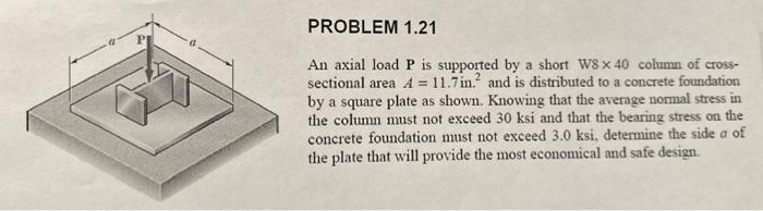 Solved An axial load P is supported by a short W8 ×40 column | Chegg.com