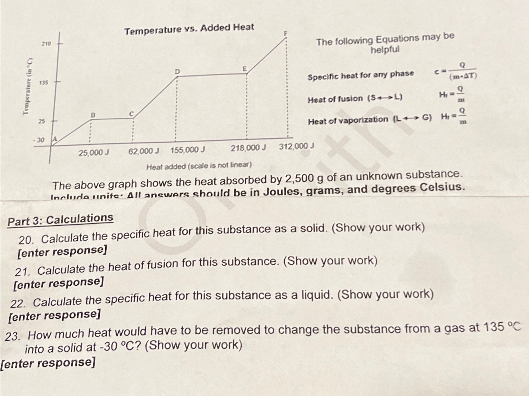 Solved The following Equations may be helpfulSpecific heat | Chegg.com