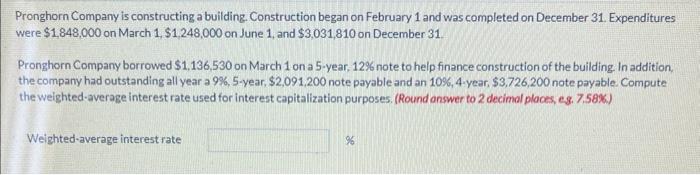 Solved Pronghorn Company is constructing a building. | Chegg.com