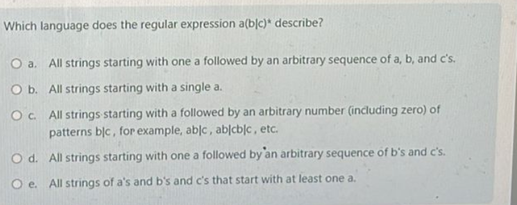 Solved Which language does the regular expression a(bc)*** | Chegg.com