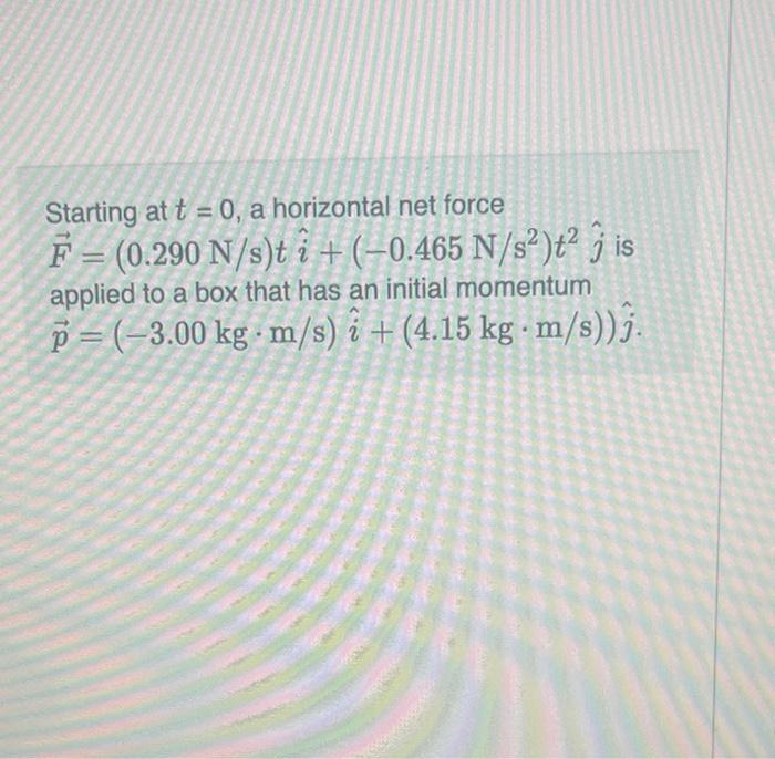 Solved Starting at t=0, a horizontal net force F=(0.290 | Chegg.com