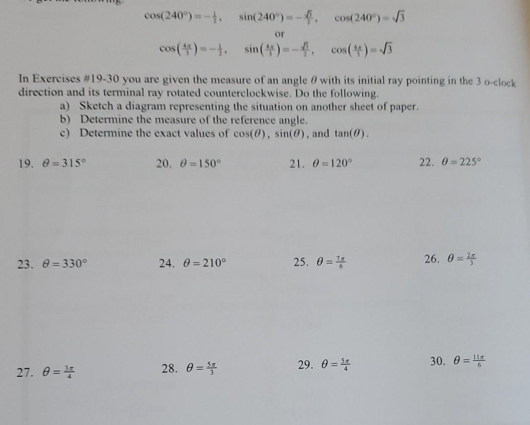 Solved cos(240): - sin(240")= - cos(240) or cos()=-1, | Chegg.com