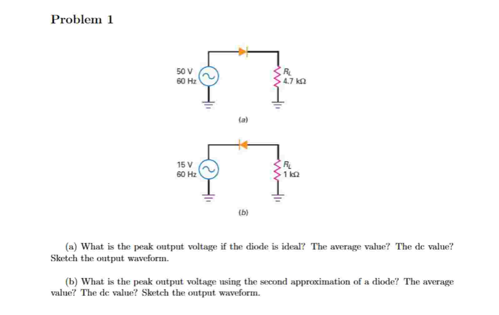 Problem 1 (a) (a) ﻿What is the peak output voltage if | Chegg.com