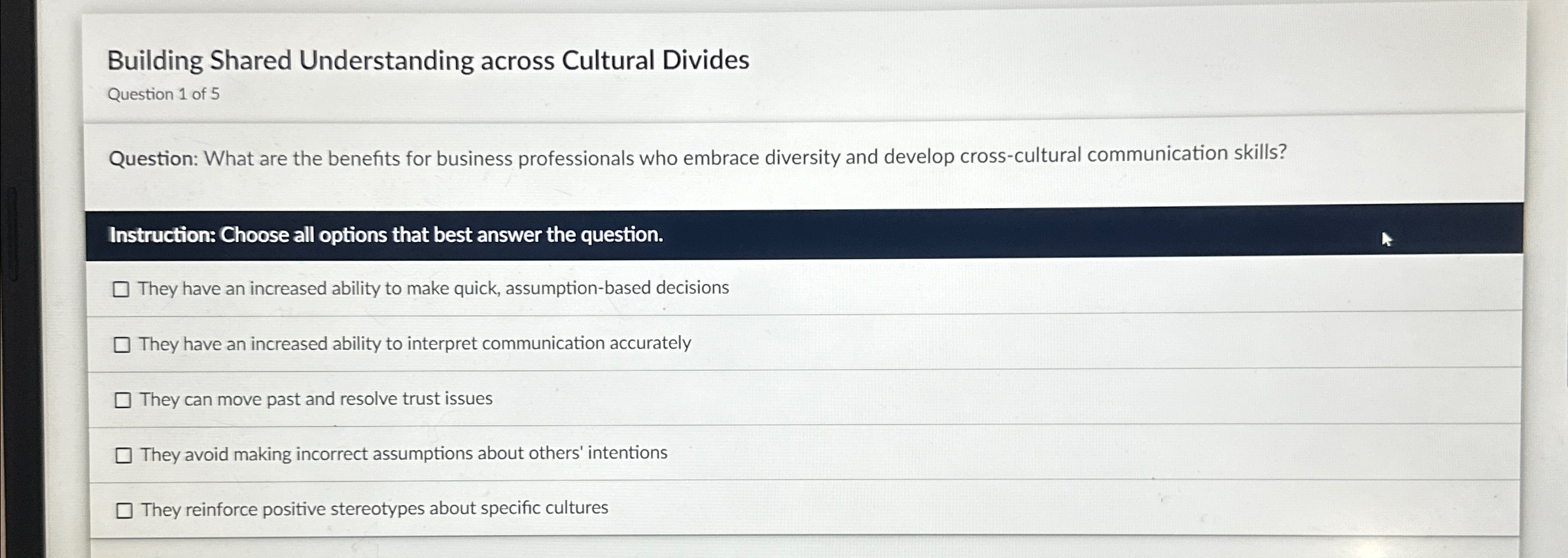 Solved Building Shared Understanding across Cultural | Chegg.com
