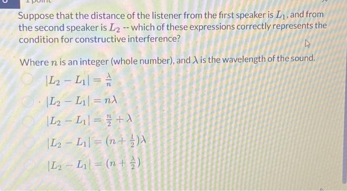 Solved Constructive and destructive interference of sound | Chegg.com