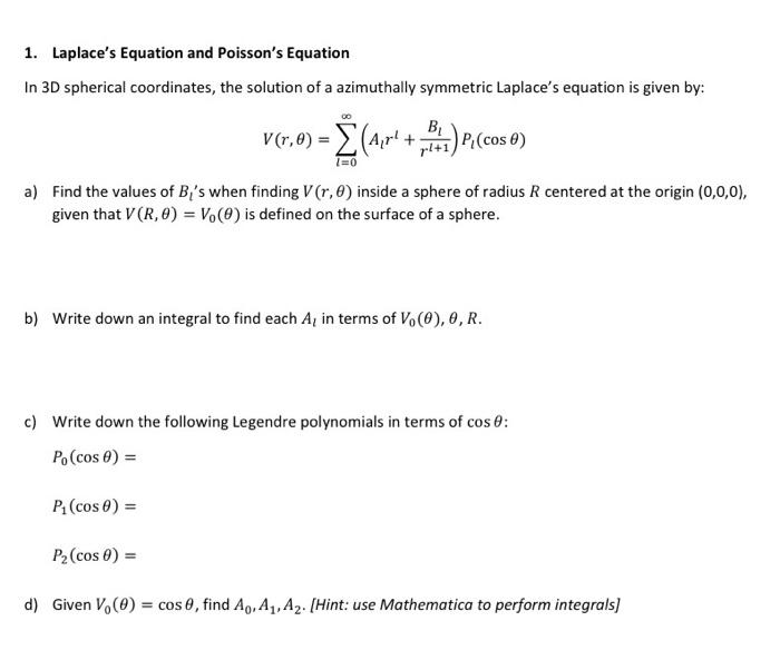 [solved] 1 Laplaces Equation And Poissons Equat