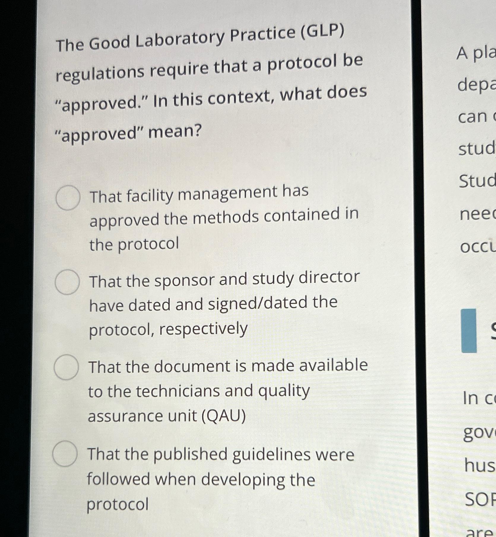 The Good Laboratory Practice (GLP) ﻿regulations | Chegg.com