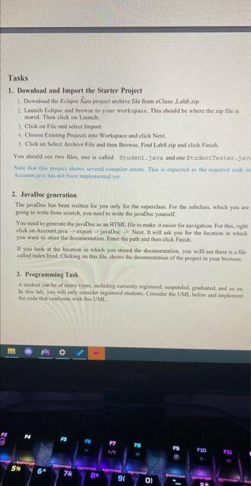 Solved Tasks 1. Download and Import the Starter Project 1. | Chegg.com